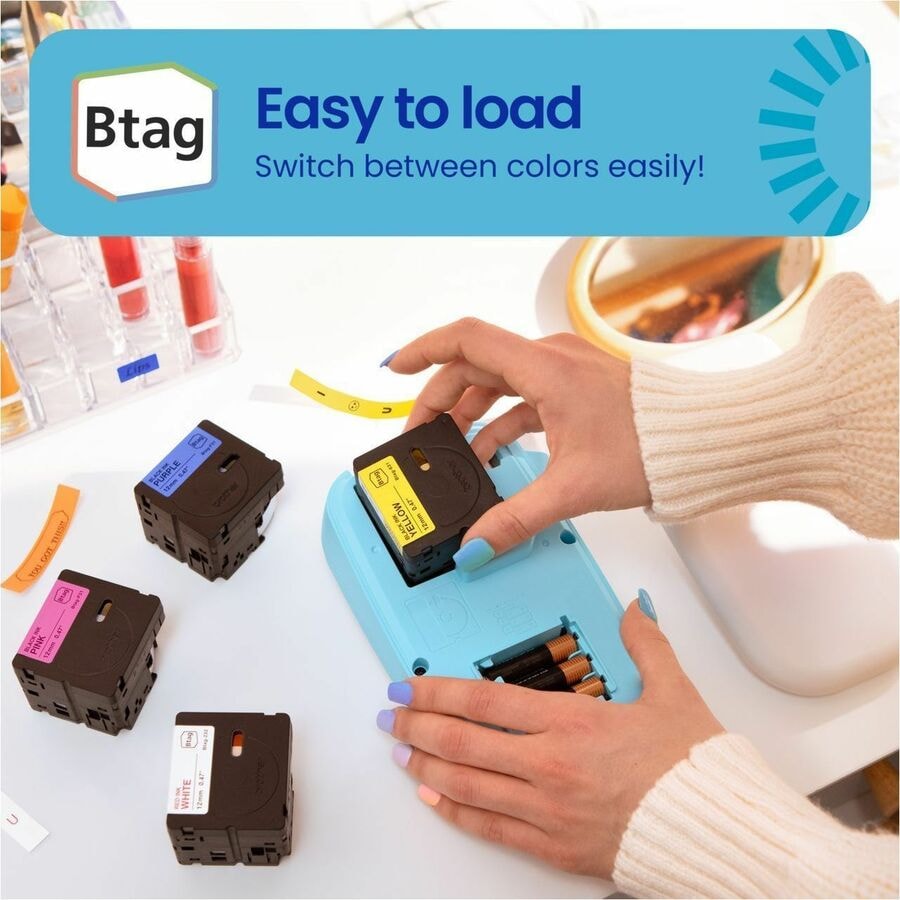 Brother P-touch BTAG-335 White on Black Label Tape - 15/32" (12 mm) Width x 13 1/8 ft (4 m ...