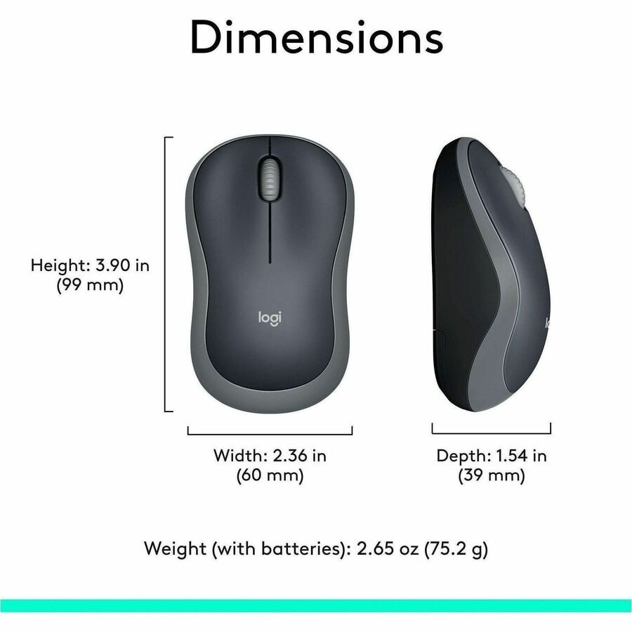 Logitech M185 Wireless Mouse, 2.4GHz with USB Mini Receiver, 12-Month ...