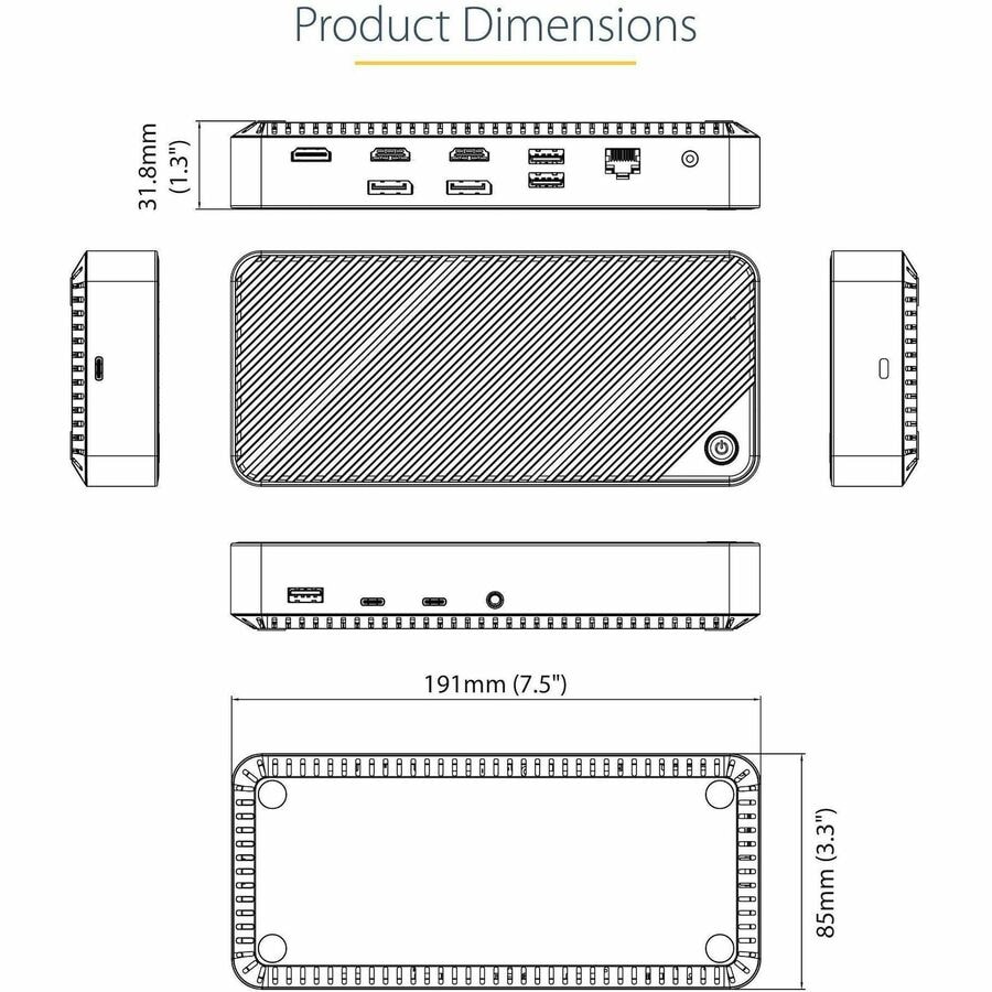 StarTech.com USB-C Triple Monitor Docking Station - Triple 4K HDMI/DP ...