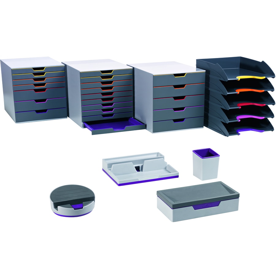 DURABLE VARICOLOR Desk Tray - Desktop - Stackable, Front Cut-out - Gray ...