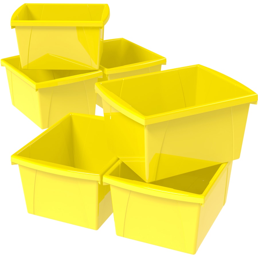 Storex Teal 4 Gallon Storage Bin - 15 L - Stackable - Plastic - Yellow ...