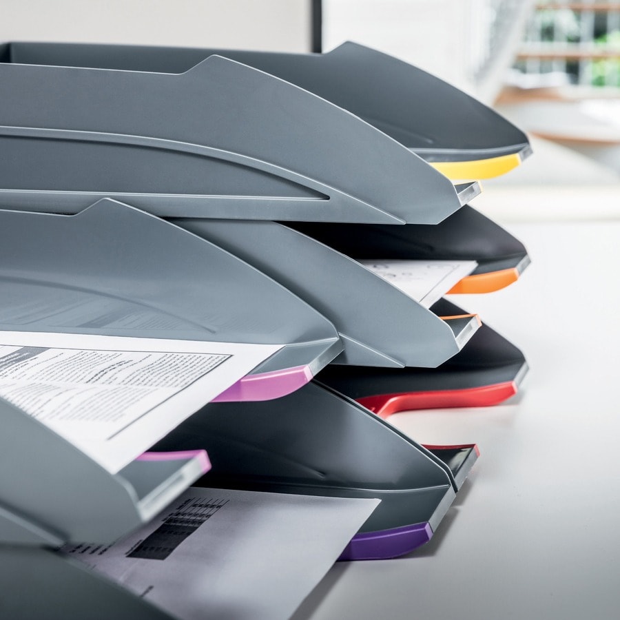 DURABLE VARICOLOR Desk Tray - Desktop - Stackable, Front Cut-out - Gray ...