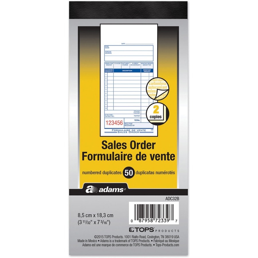 Adams Sales Order Forms Book - 50 Sheet(s) - 3 Part - Carbonless Copy ...
