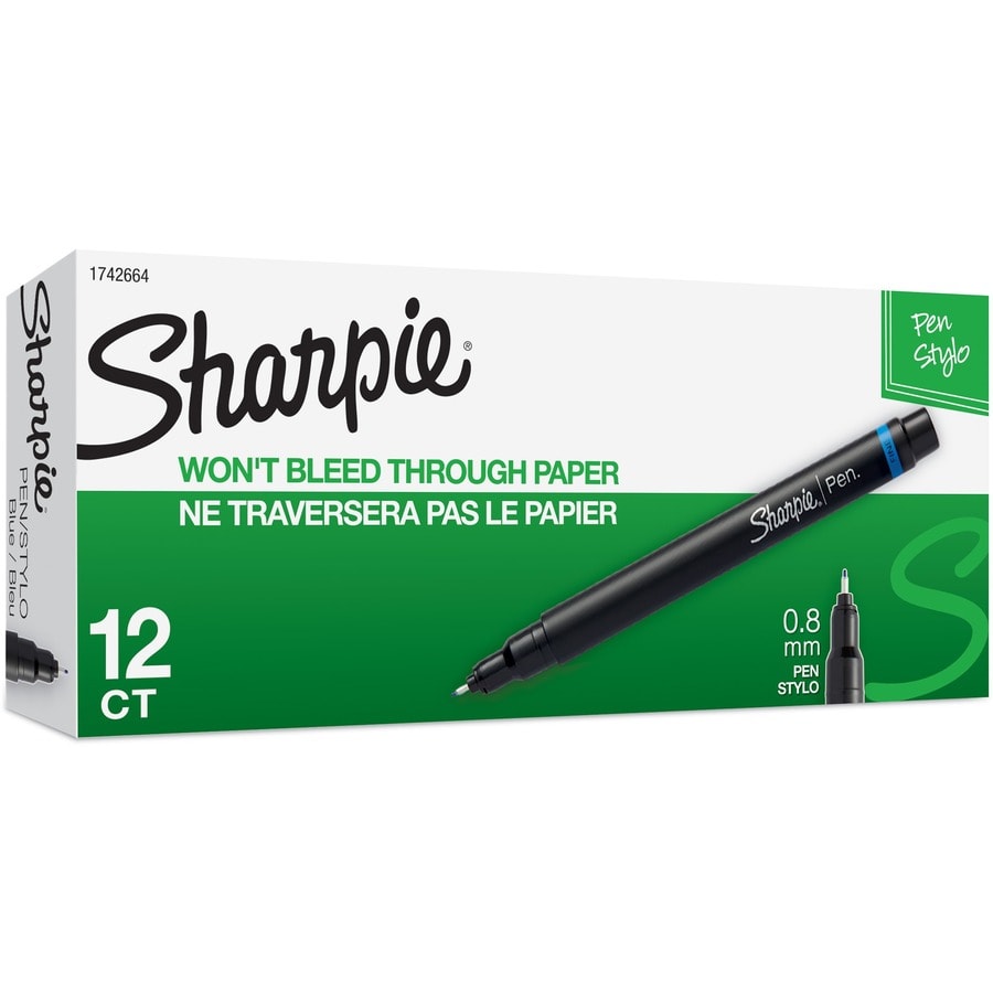 Sharpie Fine Point Pen - Fine Pen Point - Blue Ink - Silver Barrel - 1 ...