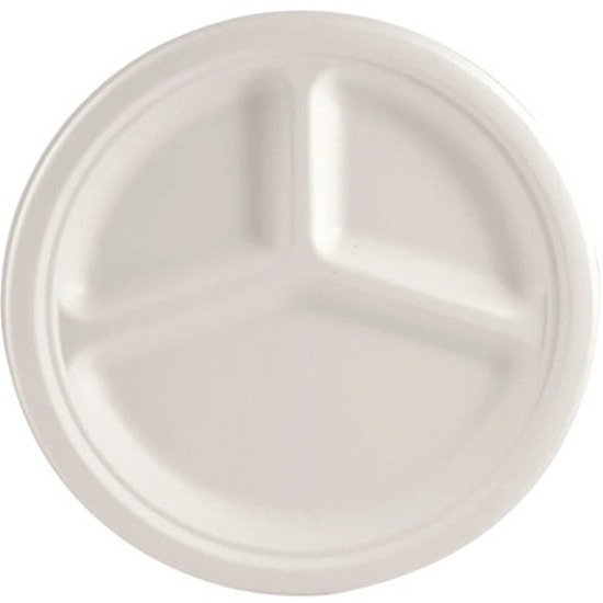 Eco Guardian 10" 3-Compartment Round Compostable Plates - Microwave ...