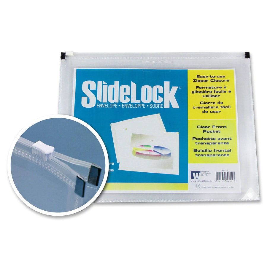 Winnable Poly Side Lock Zip Envelopes - Vinyl - 10" (254 mm) Width x 13 ...