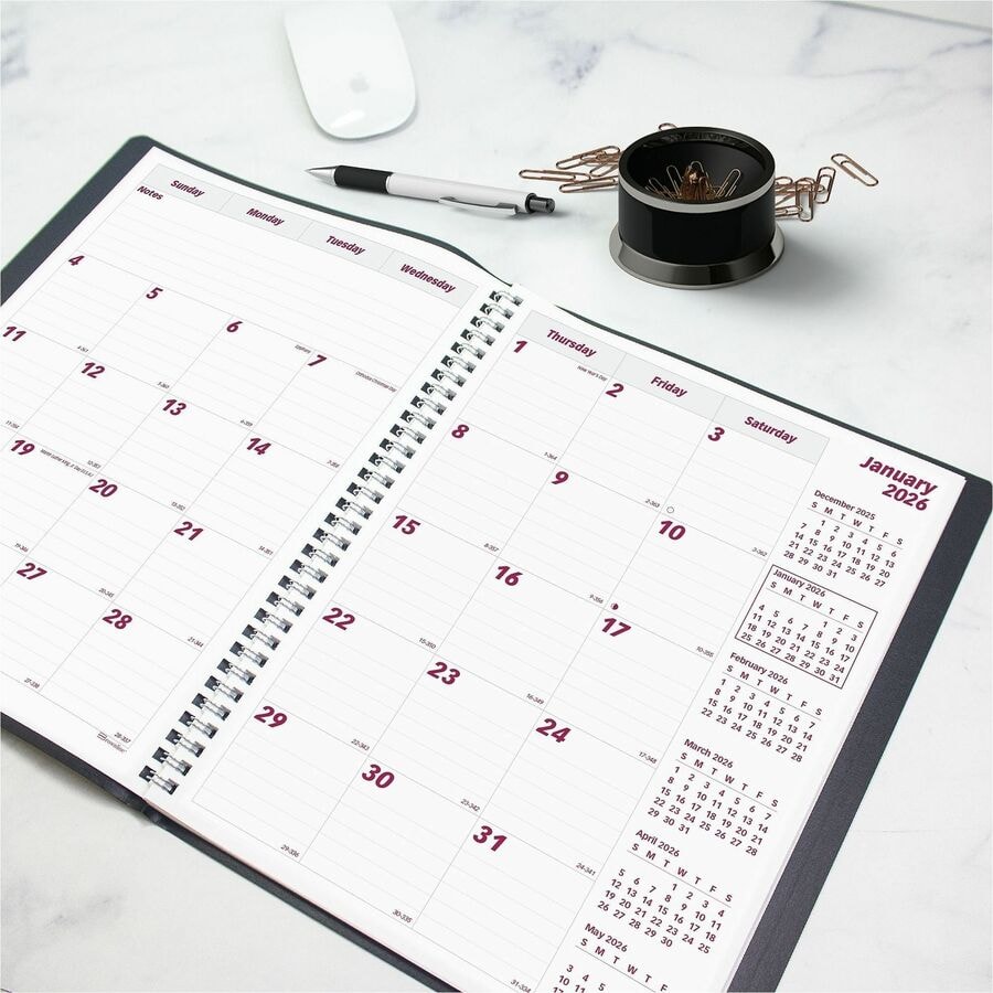 Brownline® Essential Monthly Diary 14 Month Twin Wire 11x8-1/2" English ...