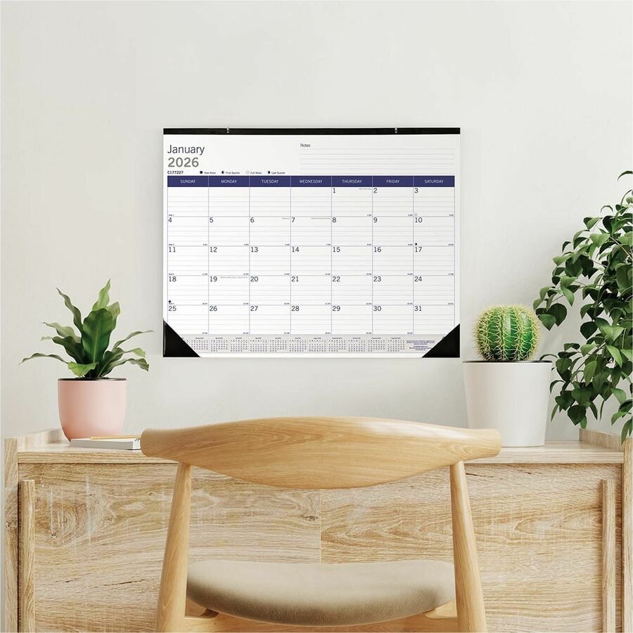 Blueline DuraGlobe Monthly Desk Pad Calendar, 22" x 17" , English ...