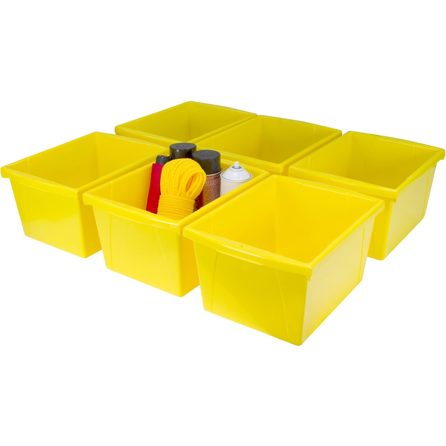 Storex Teal 4 Gallon Storage Bin - 15 L - Stackable - Plastic - Yellow ...