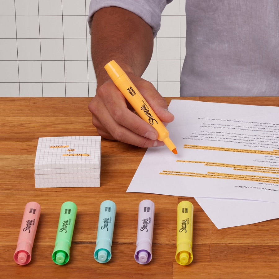 Sharpie SmearGuard Tank Style Highlighters - Wide Chisel, Narrow Narrow ...