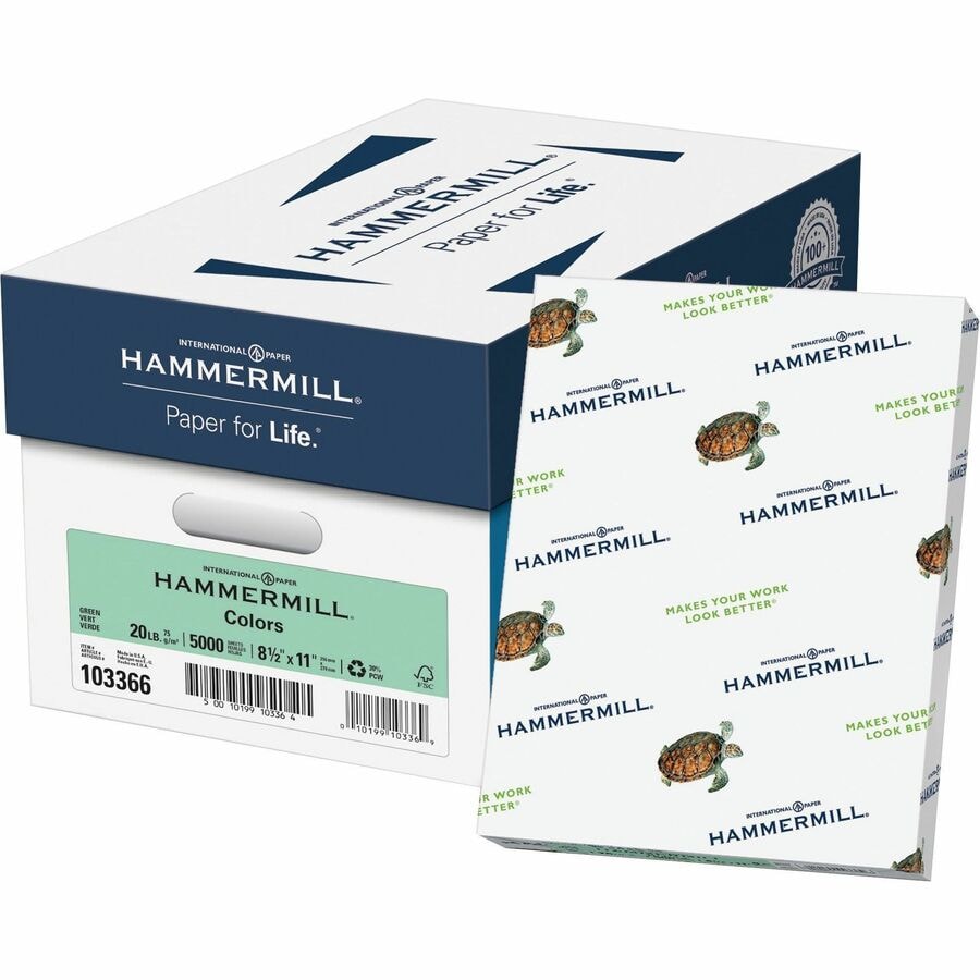 Hammermill Colors Recycled Copy Paper - Green - Letter - 8 1/2 (215.90 ...