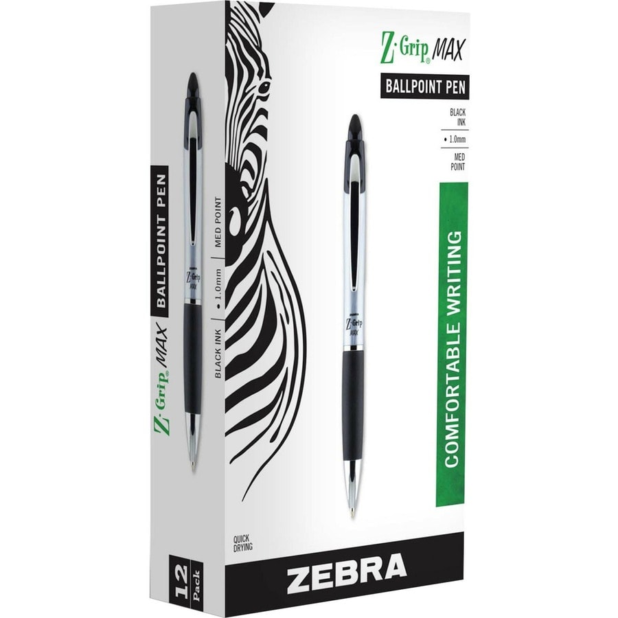 Zebra Z-grip Max Retractable Ballpoint Pens - 1 mm (0.04") Medium ...