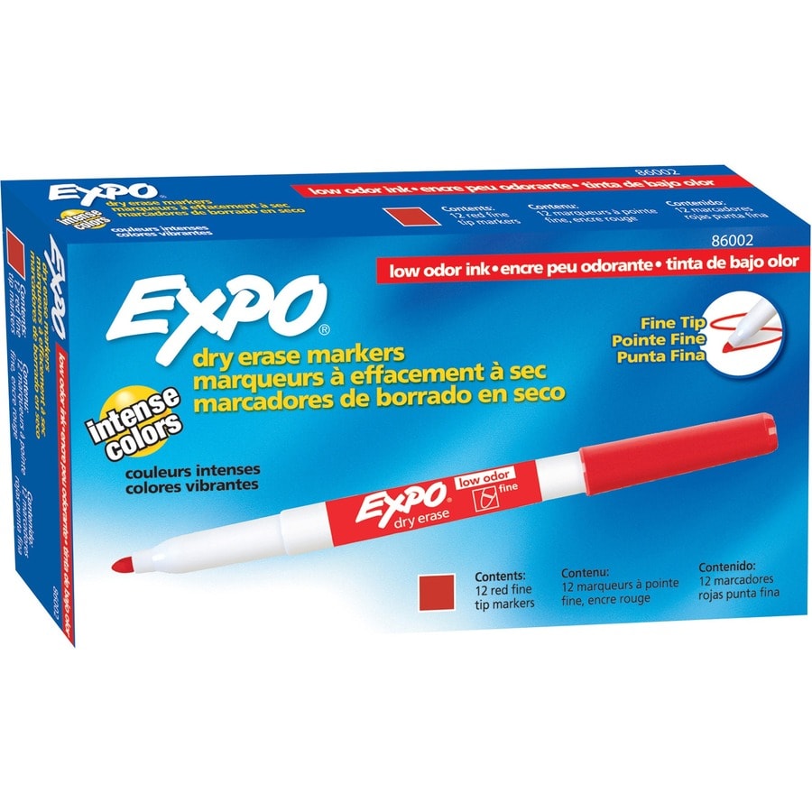 Expo Low-Odor Dry-erase Markers - Fine Marker Point - Red Ink - 1 Each ...