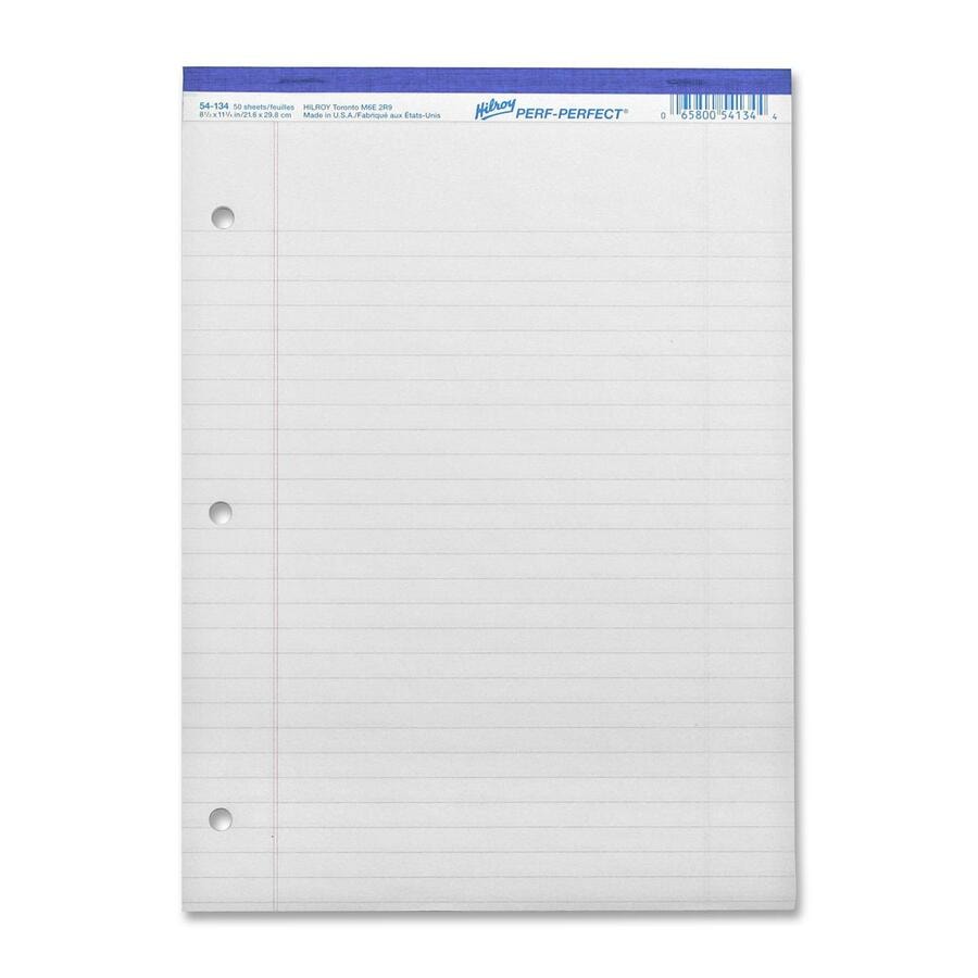 Hilroy Micro Perforated Business Notepad - 50 Sheets - 0.31" (7.92 mm ...