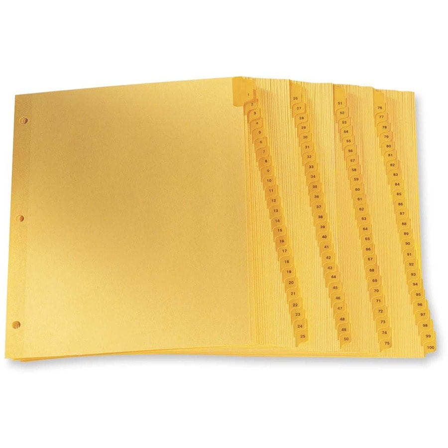 Oxford Laminated Tab Index Divider - Printed Tab(s) - Digit - 1-100 - 8 ...