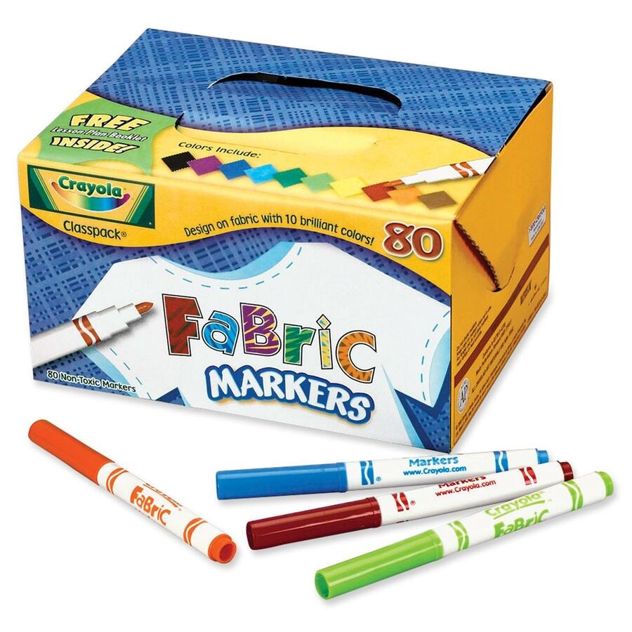 Crayola Fabric Markers Classpack - Brown, Purple, Red, Light Green ...