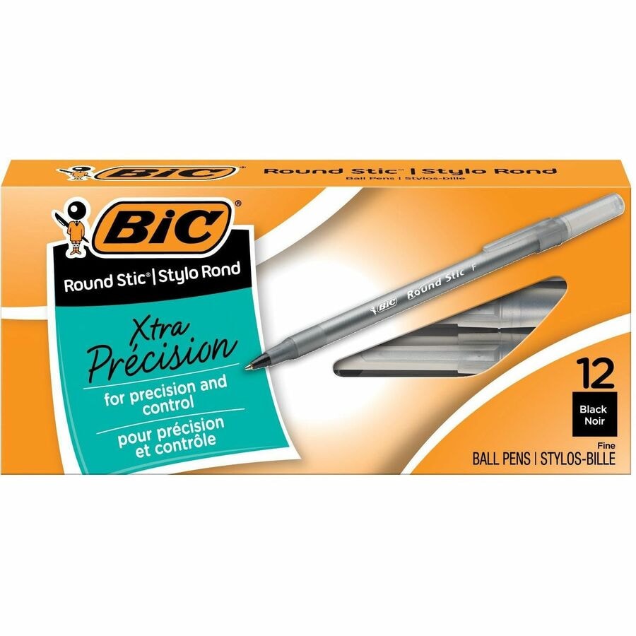 BIC Round Stic Extra Precision Ballpoint Pen, Fine Point For Ultra ...