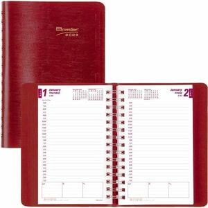 Brownline® Essential Daily Diary Twin Wire 8x5" English Red - Business ...
