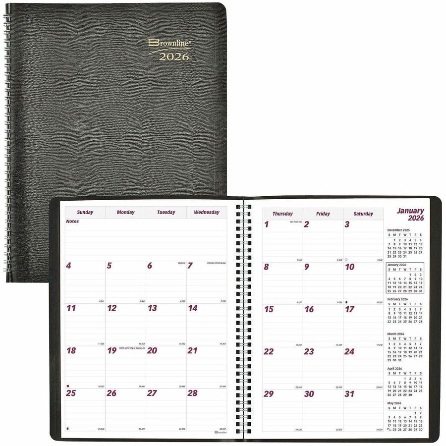 Brownline® Essential Monthly Diary 14 Month Twin Wire 11x8-1/2" English ...