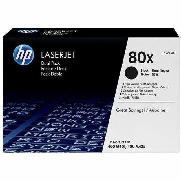 HP 80X (CF280XD) Original High Yield Laser Toner Cartridge - Dual Pack ...