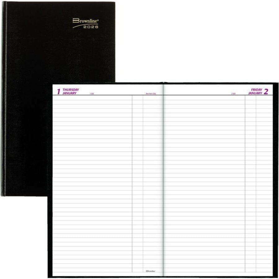 Brownline® Traditional Daily Hard Cover Bound Journal 13-3/8" x 7-7/8 ...