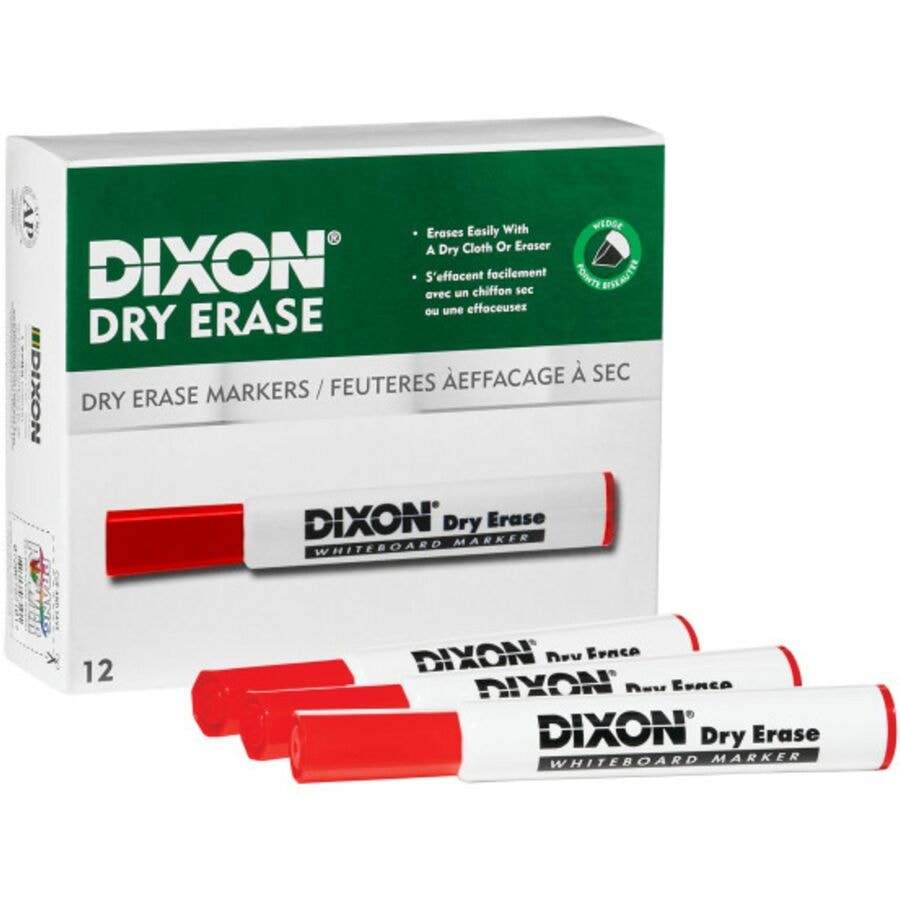 Dixon Dry Erase Markers - Broad Chisel, Fine Marker Point - Red Ink - 1 ...