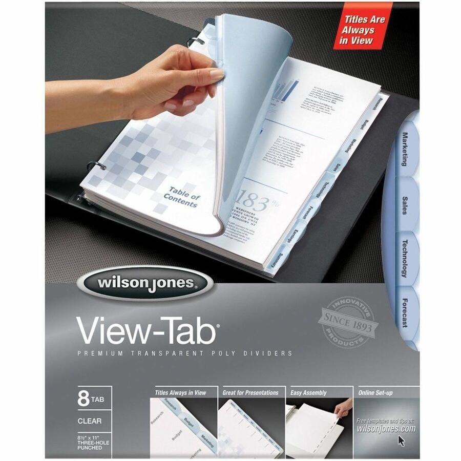 Wilson Jones View-Tab Transparent Dividers Poly, 8 Tab Clear - 8 Tab(s ...