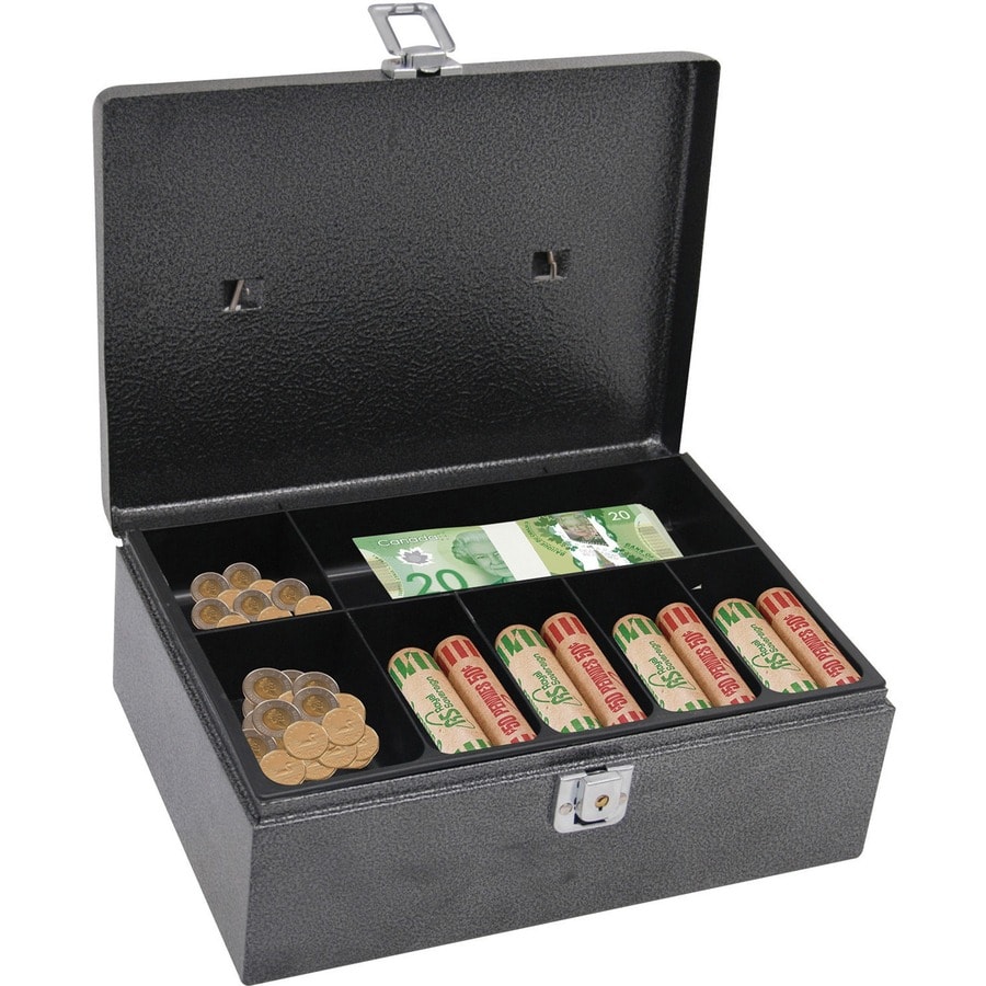 Royal Sovereign Latch Lock Cash Box - 1 Bill - 6 Coin - Gray - 3.90 ...