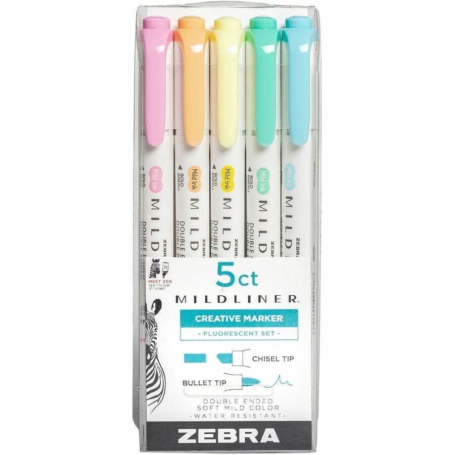 Zebra Pen Mildliner Double Ended Highlighter Assorted Fluorescent 5Pk ...