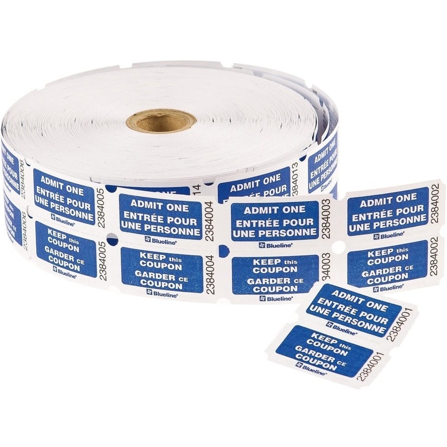 Blueline Admit One Tickets - Bilingual - Blue - 1 / Pack | Grand & Toy