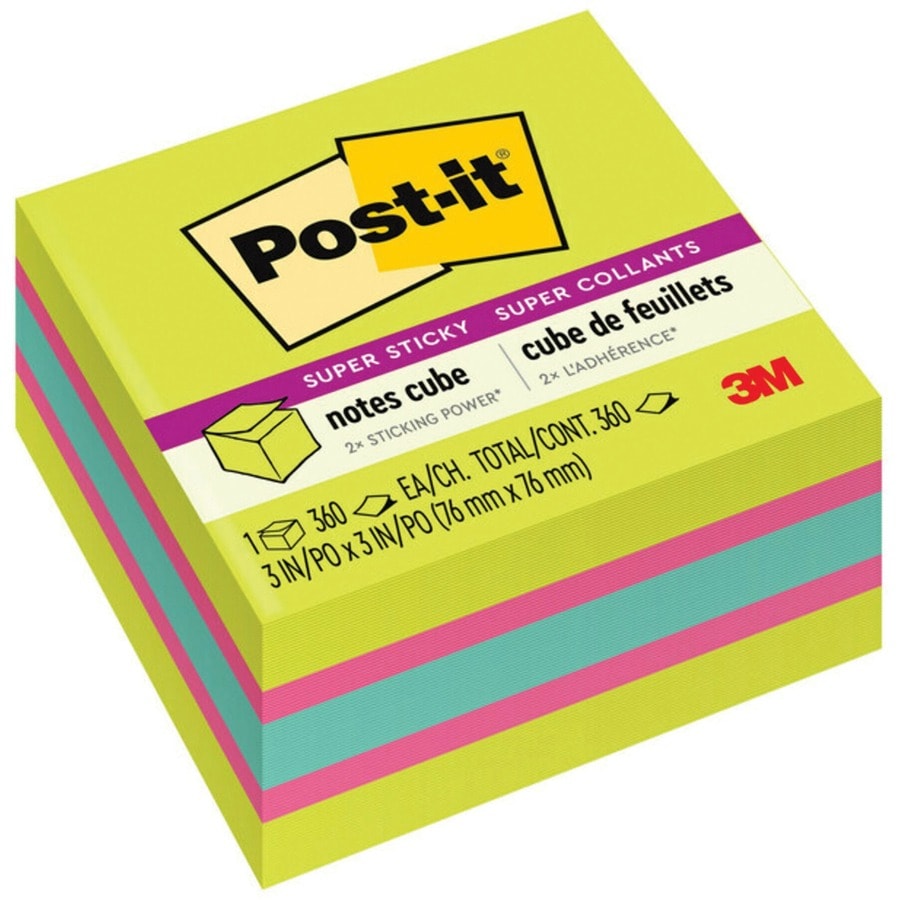 Post-it® Super Sticky Adhesive Note - 3" (76.20 mm) Flag/Note Width x 3 ...