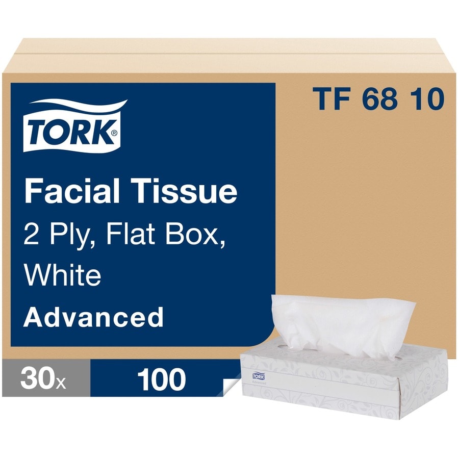 TORK Advanced Facial Tissue Flat Box White - 2 Ply - 7.9" Width x 8.2 ...