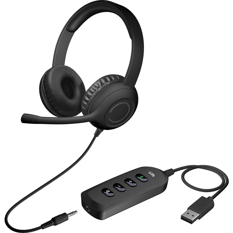 Cyber Acoustics Stereo Headset with USB & 3.5mm - Stereo - Mini-phone (3.5mm), USB Type A ...