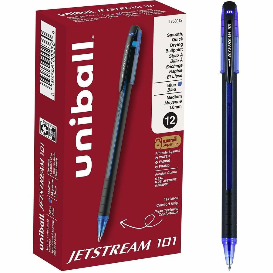 uniball(tm) Jetstream 101 Ballpoint PensMedium Point (1.0mm), Blue, 12 Pack, 1 Each | Grand & Toy