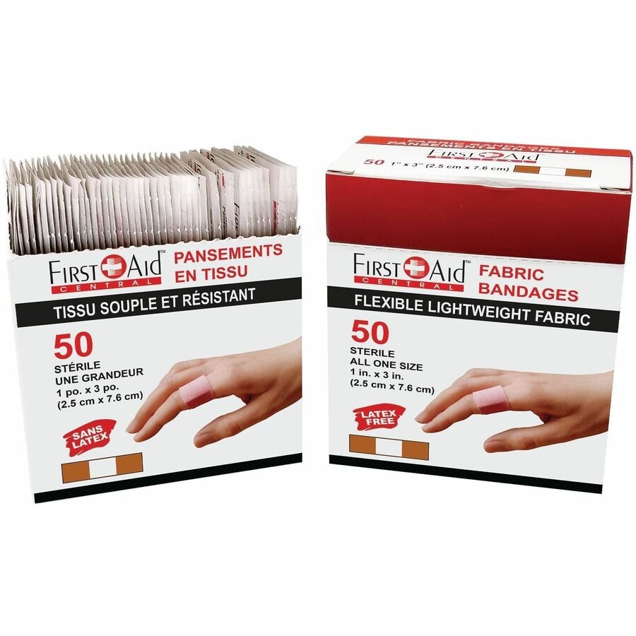First Aid Central Fabric Adhesive Bandages (1"x3") - - 1" (25.40 mm ...