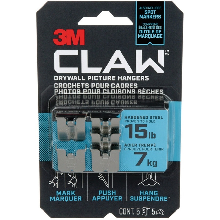 3M Claw Drywall Picture Hangers 5 sets/pkg - 15 lb (6803.89 g) Capacity ...