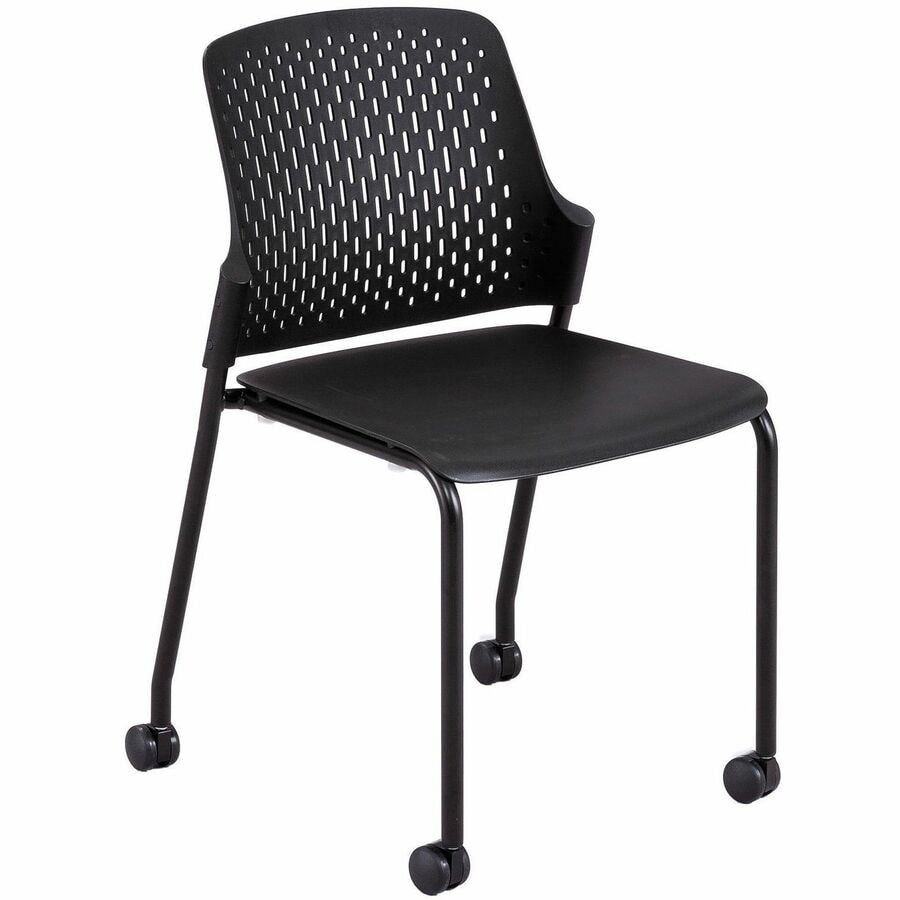 Safco Next Stackable Chairs with Casters, Black, Pack of 4 - Black Seat ...
