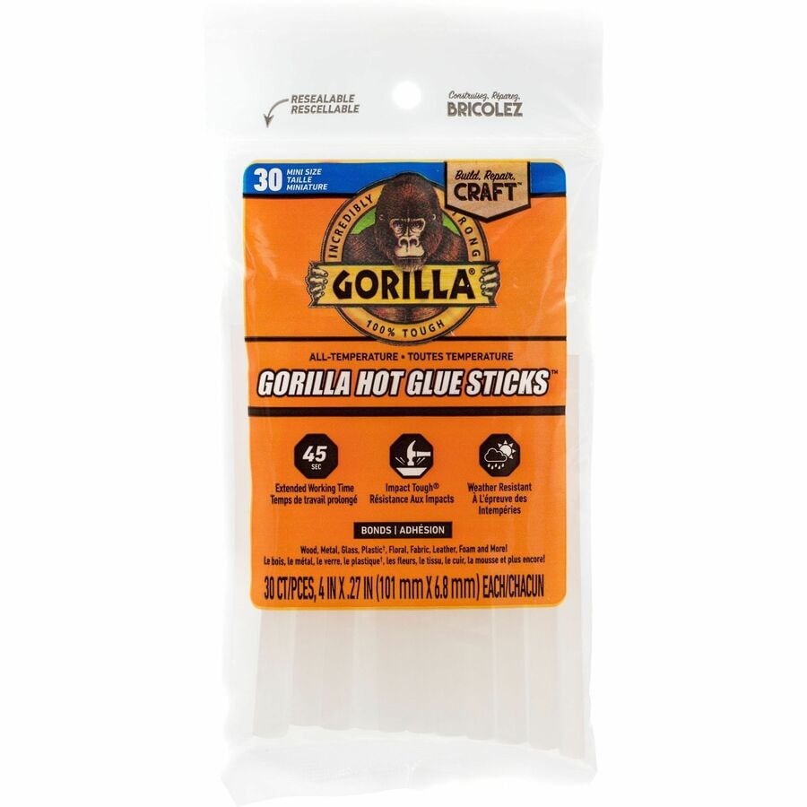 Gorilla Mini Hot Glue Sticks - 30 / Pack - Clear | Grand & Toy
