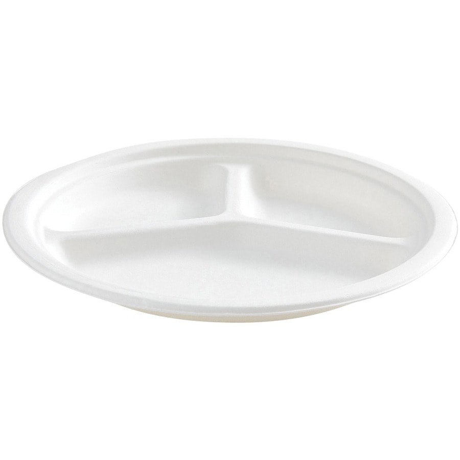 Eco Guardian 10" 3-Compartment Round Compostable Plates - Microwave ...