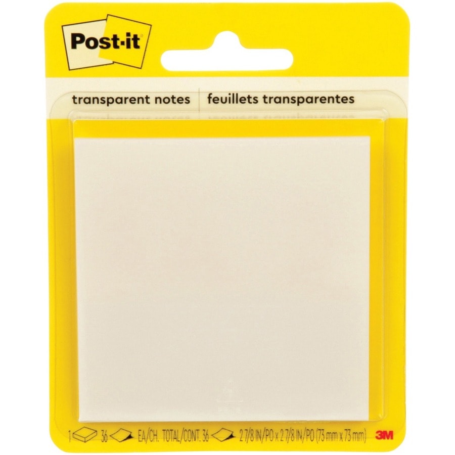 Post-it® Transparent Notes, 2.8 in. x 2 .8 in., 1 Pad/Pack - 2 4/5" (71 ...