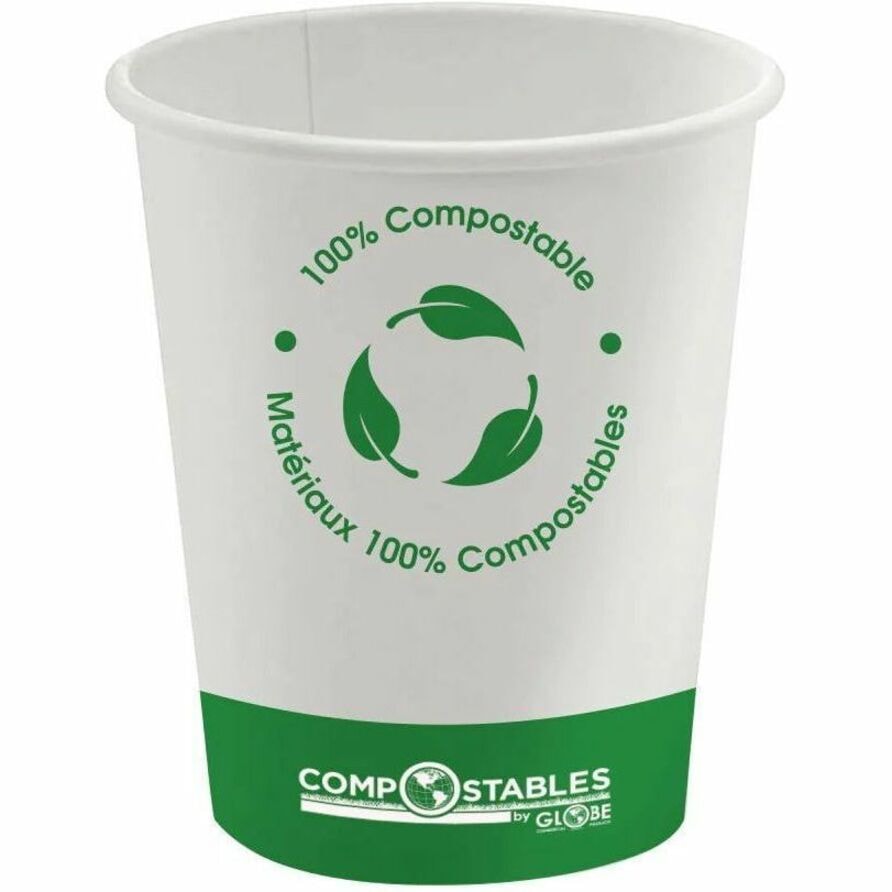 Globe Single Wall Hot/Cold Compostable Paper Cups - 12 Oz / White - 354 ...