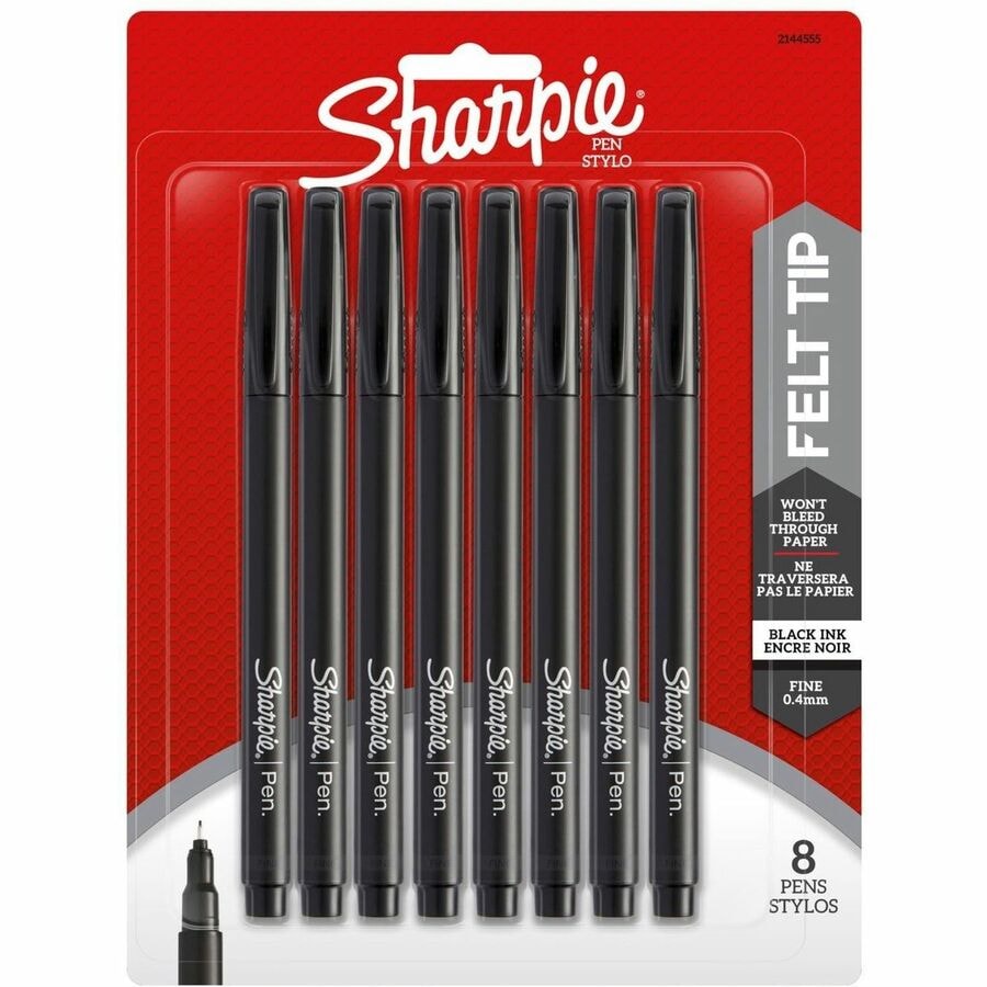 Sharpie Pen - 0.4 mm (0.02") Fine Pen Point - Black Ink - Black Barrel ...