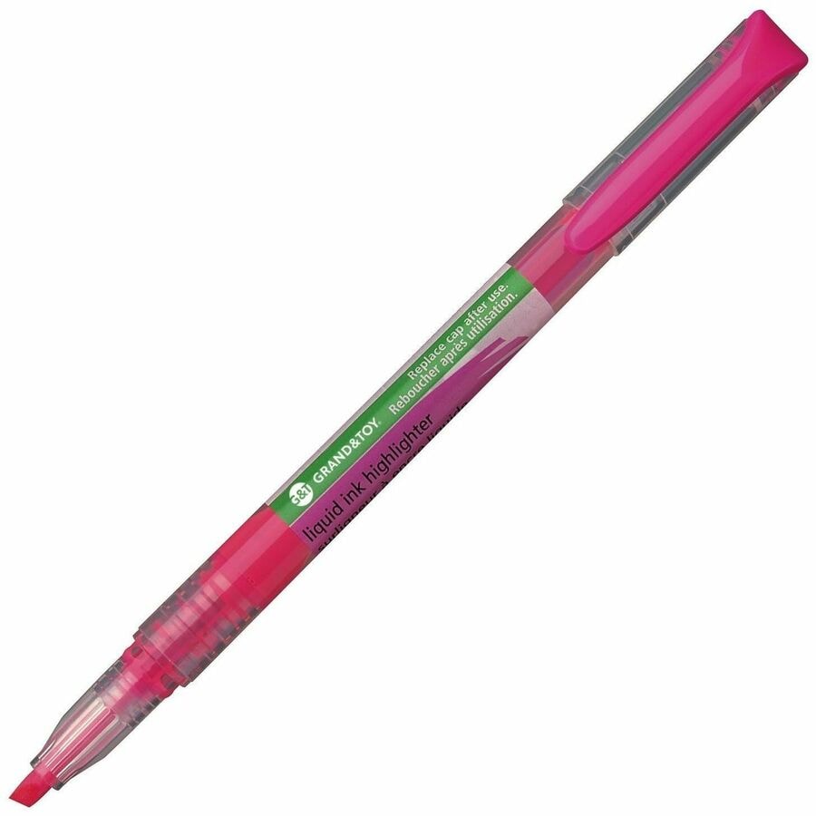 Grand & Toy Liquid Ink Highlighter, Fluorescent Pink, Chisel Tip ...