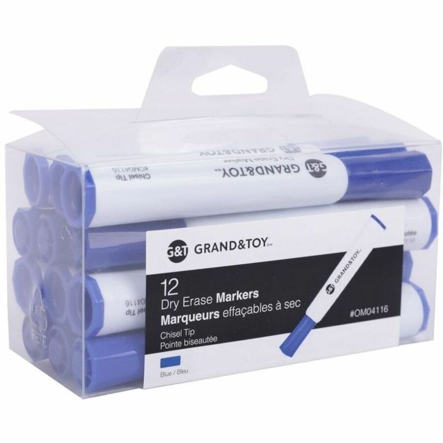 Grand & Toy Dry-Erase Low-Odour Markers, Blue, Chisel,Chisel Marker ...