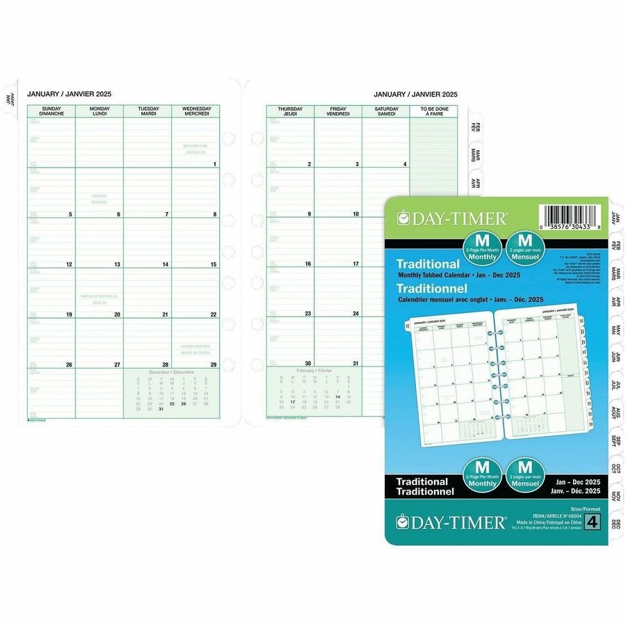 Day-Timer Refill Monthly Desk Size 2PPM Bilingual - Desk Size - Monthly ...
