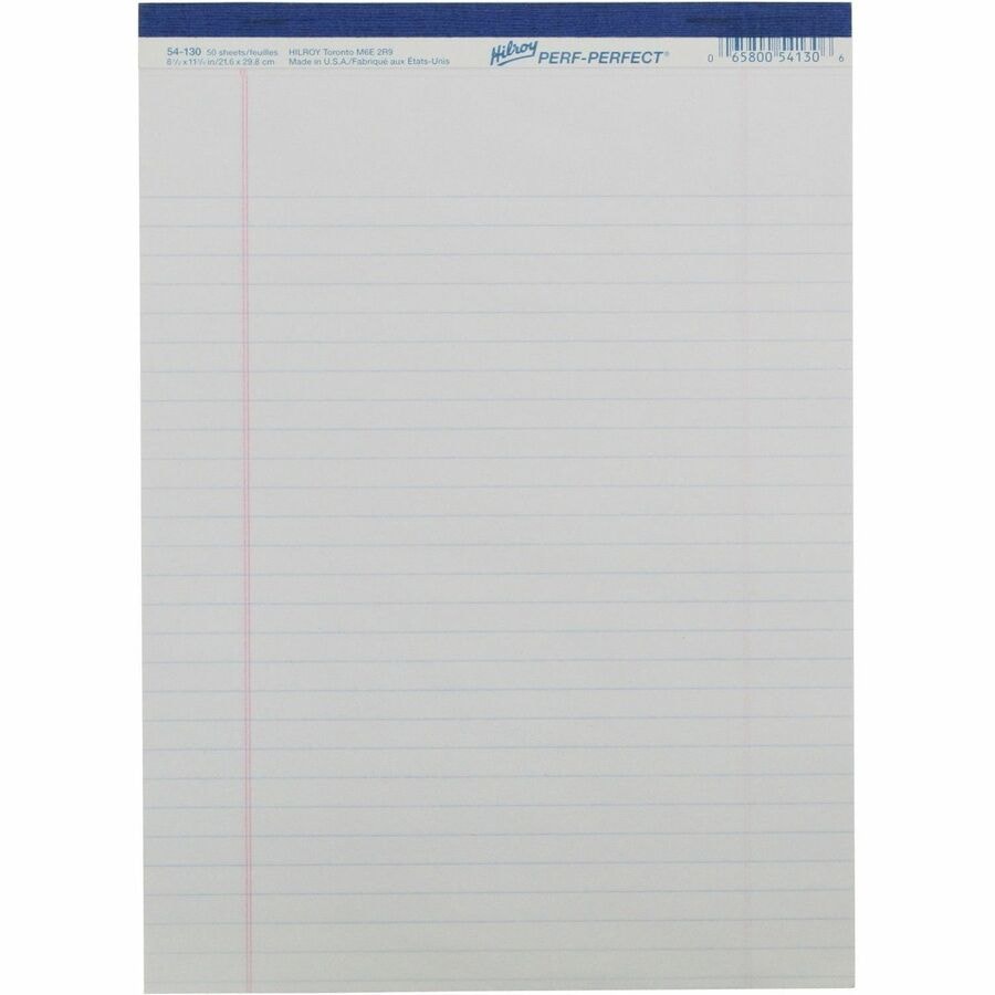 Hilroy NotePad - 50 Sheets - Double Line Margin - Letter - 8 1/2" (215. ...