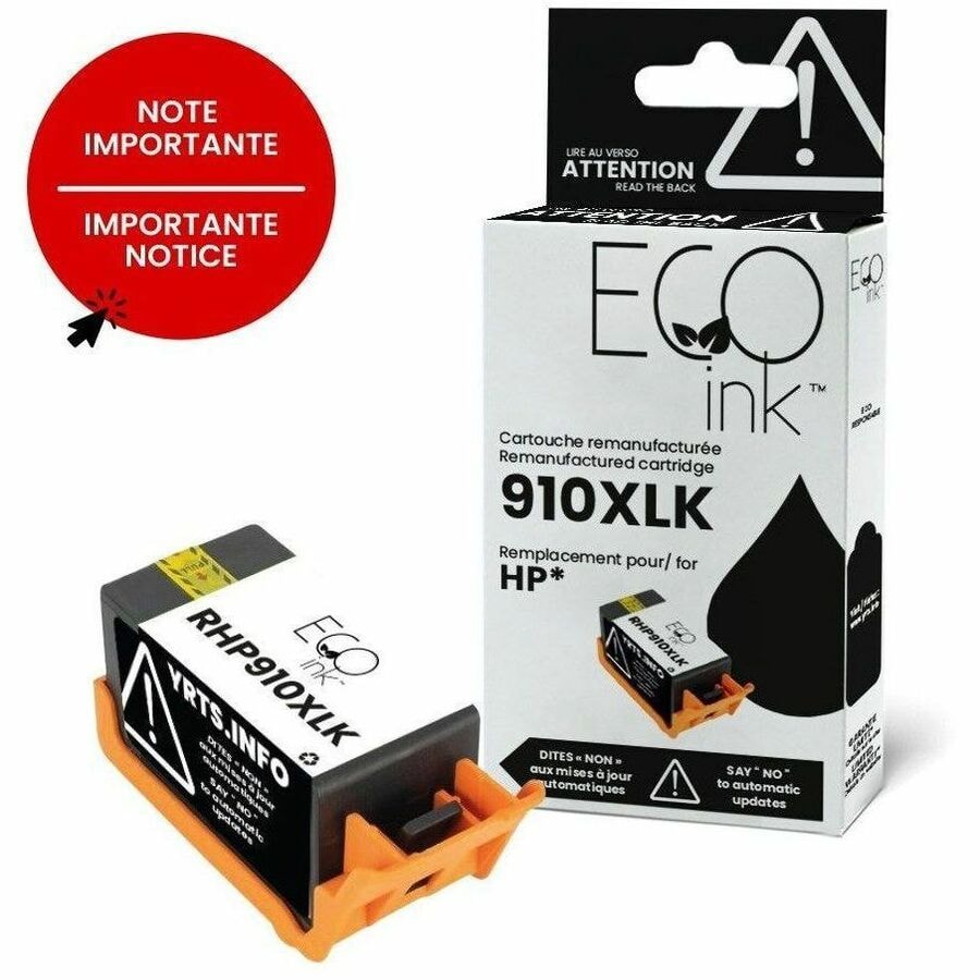 EcoTone Remanufactured Inkjet Ink Cartridge 910XL/3YL65AN (3YL65AN) - Black - 1 Pack - 825 ...