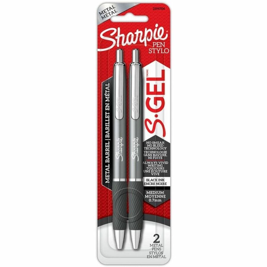 Sharpie S-Gel Pen - 0.7 mm Pen Point - Retractable - Black, Gray Ink ...