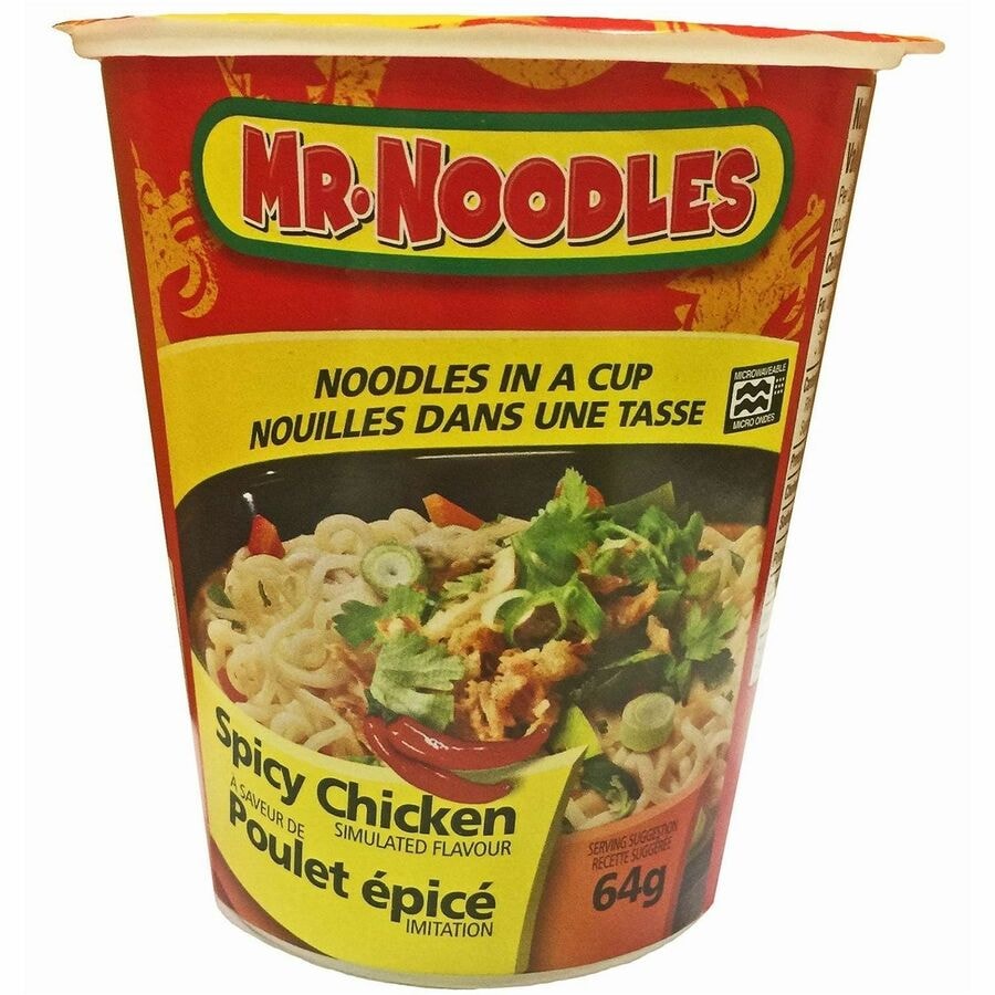 Mr. Noodles Instant Noodles in a Cup, Spicy Chicken Flavour, 64 g, 12 ...