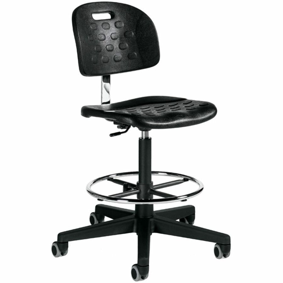Global Minotaur Industrial ESD Task Stool, Black with Black Base ...